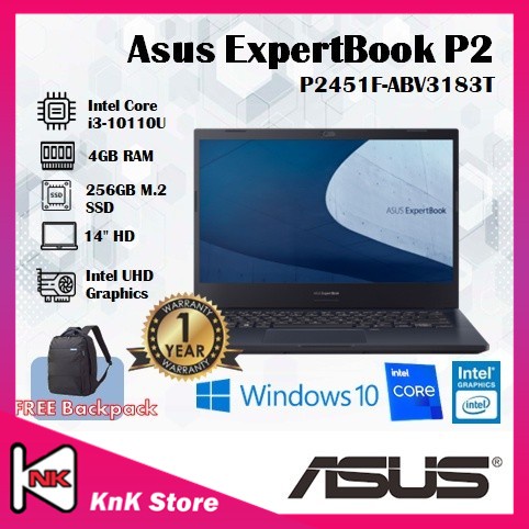 ASUS ExpertBook P2 P2451F-ABV3183T 14" Laptop Star Black ( i3-10110U ...