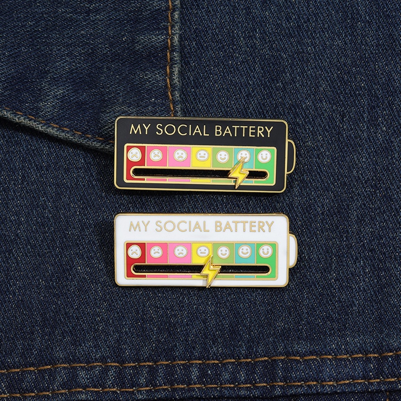 My Social Battery Hard Enamel Pin Creative Mood Switching Brooch Lapel ...