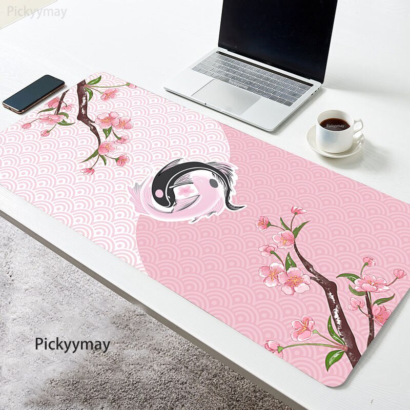 Pink Sakura Koi Mouse Pad Large Office Mousepad Computer Desk Mat XXL ...