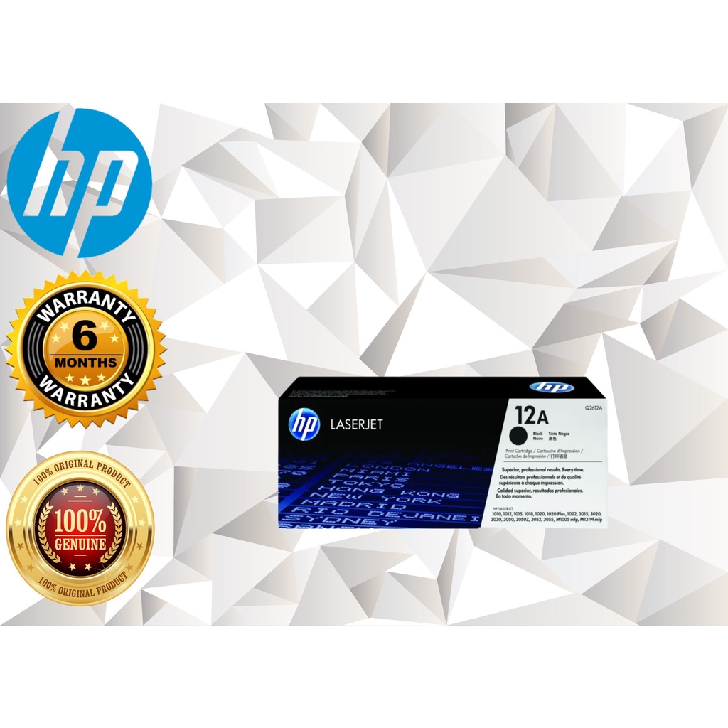 100% Original Genuine HP LaserJet 1010 2,000 pages (Q2612A) | Shopee ...