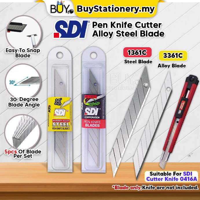 SDI Cutter Blade Refill Harden Alloy Pen Knife Steel Cutter Paper Mata Pisau Kertas Stationary ...