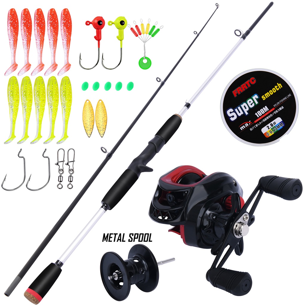 FRRTC Fishing Rod Set Corbon Casting Rod Baitcasting Casting Rod Joran ...