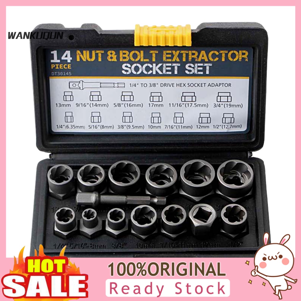 [Ready stock] 14Pcs Nut Removal Tools High Hardness Damaged Bolt Nut ...