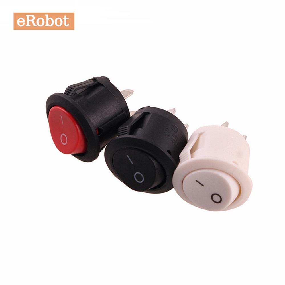 Red Black White 20mm Diameter ON/OFF Round Rocker Toggle Switch 6A ...