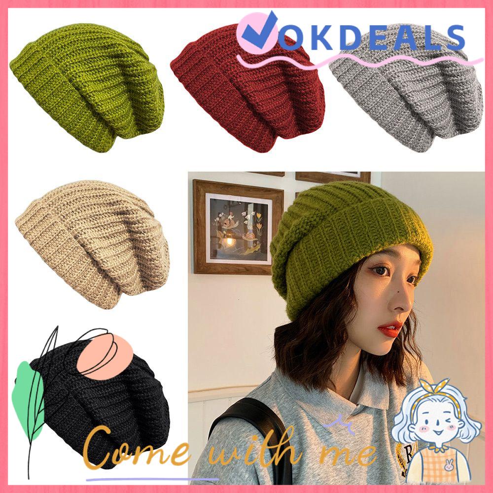 OKDSHOP Knitted Beanies 5 Colors Solid Cute Woman/Men Female Beanie ...