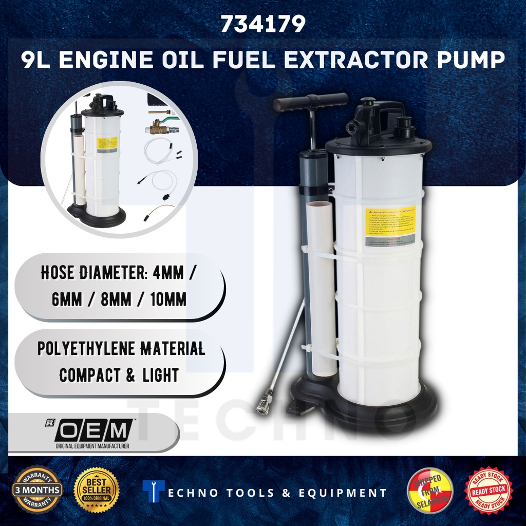 6.5L/7L/9L Engine Oil Fuel Extractor Pump Manual Suction Vacuum Petrol Fluid Transfer - 100% ...