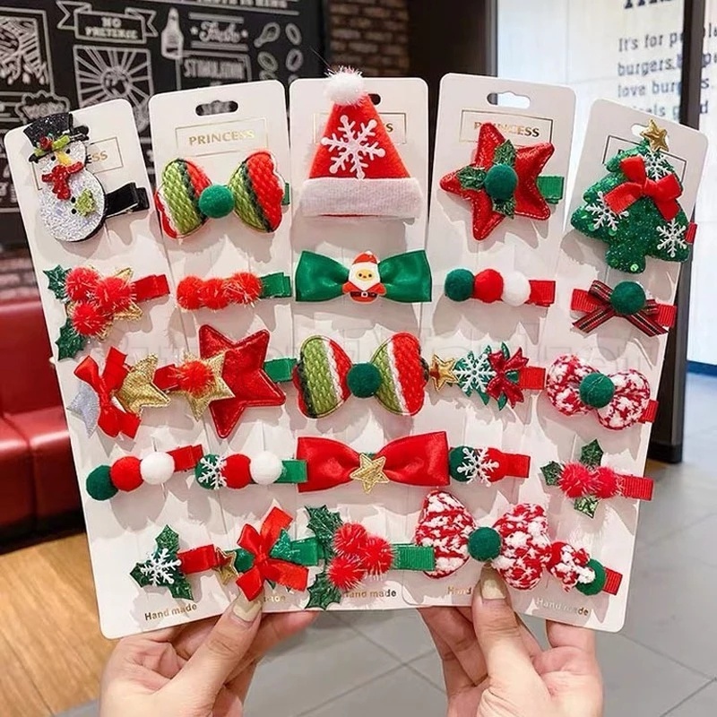 Colorful Xmas Boutique Hair Clips Christmas Tree Santa Claus Baby ...