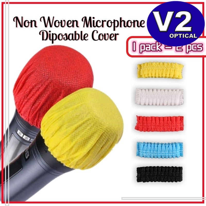 (1 PACK = 2 PCS) Non Woven Disposable Microphone Cover Color Mic Covers ...