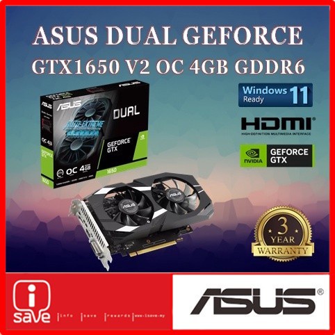 ASUS Dual GeForce GTX 1650 V2 OC Edition 4GB GDDR6 Graphics Card | Shopee Malaysia