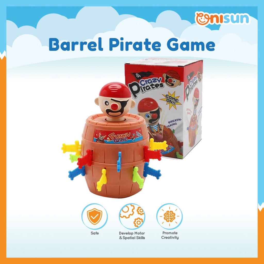 Kids Fun XL Size Party Pop-Up Super Crazy Pirate Barrel Roulette Family ...