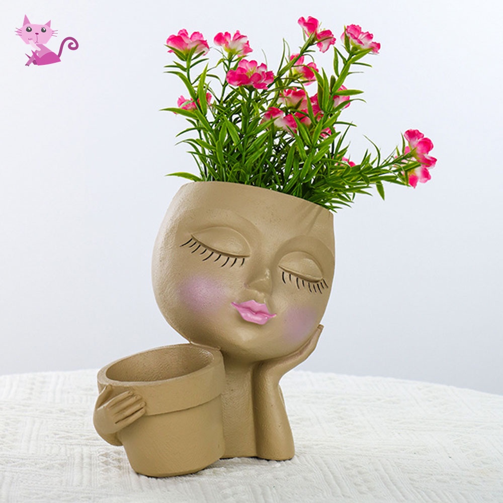 Lovely Resin Flowerpot With Double Pot Resuable Good Draining Flower ...