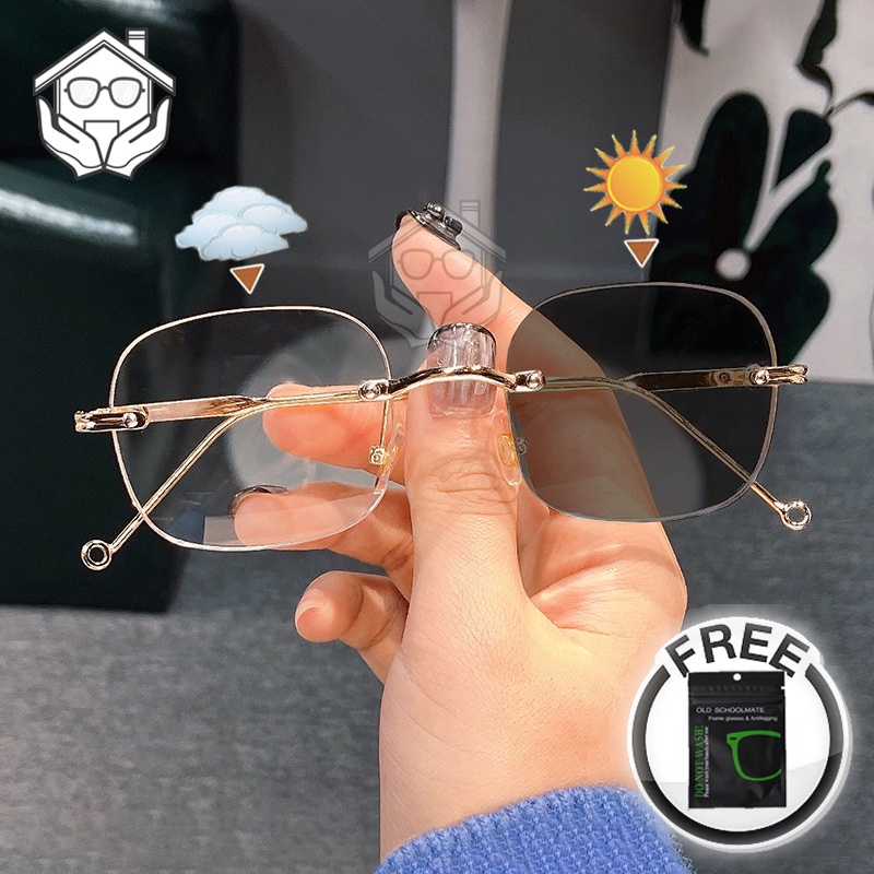 Photochromic Anti Radiation Frameless Glasses For Women Men Rimless ...