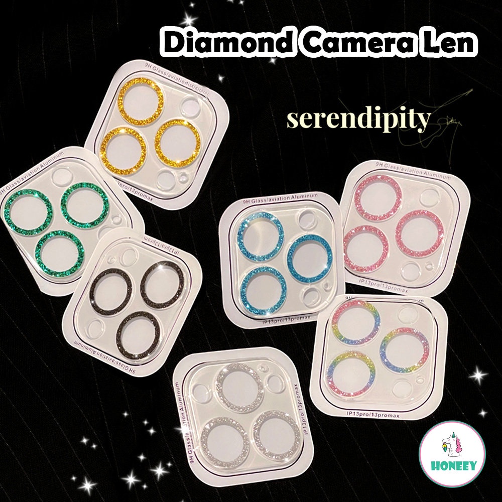 Diamond Tempered Glass Glitter Lens Protector Compatible for iPhone 14 ...