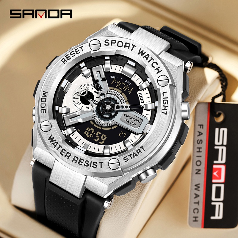 Sanda Popular Dual Display Quartz Electronic Fashion Luxury Anti Drop ...