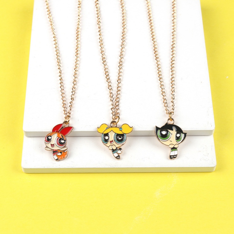The Powerpuff Girls Cartoon Cute Necklace Women's Casual Sweet Pendant ...