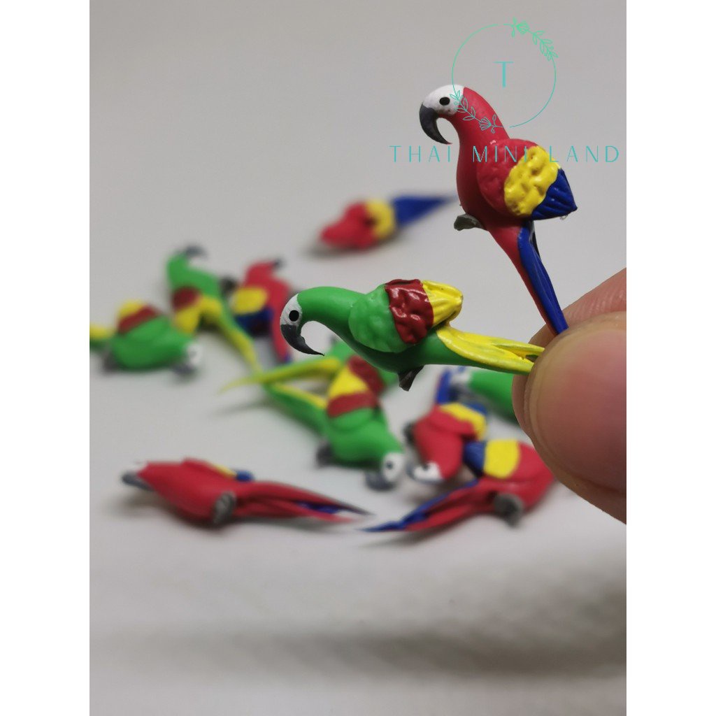 Mini Macaw Parrot Clay Animal Bird Miniature Garden Decoration | Shopee ...