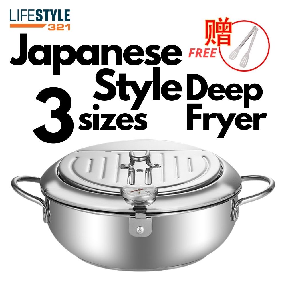Japan Style Deep Fryer 304 Stainless Steel With Thermometer & Oil Drip ...