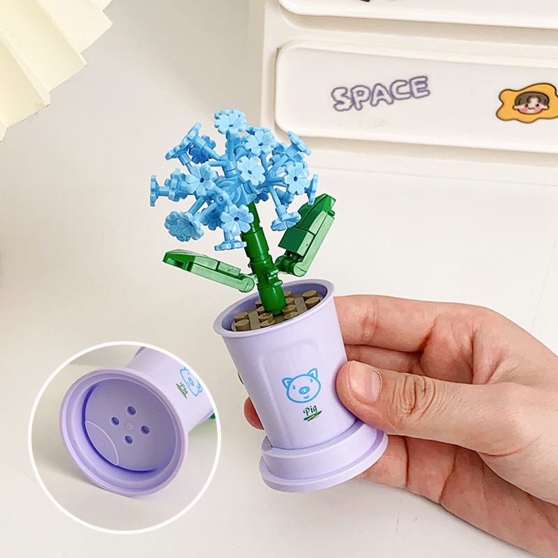Creative Flower Building Blocks DIY Potted Building Block Eternal ...