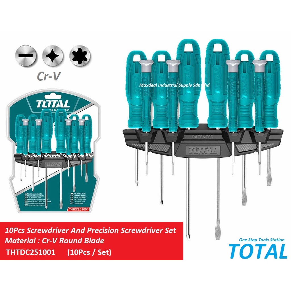 TOTAL THTDC251001 10PCS Screwdriver And Precision Screwdriver Set ...