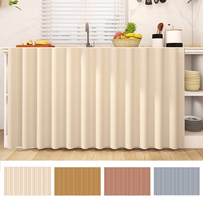 Simple Cabinet Curtain Kitchen Lababo Wardrobe Bookcase Dust-proof Cabinet Sink Curtain Plain ...