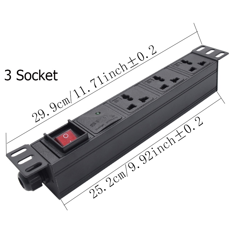 Server Rack Mount PDU Power Strip 3/4/5/6/7/8 Ways Universal Socket 2 UK plugs compatible Surge ...