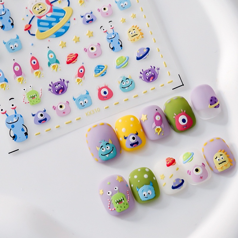 [CORAL SEA] Color Cartoon 5D Manicure Stickers Variety Cloud Nail ...