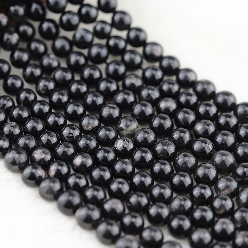 Natural Stone Hypersthene Black Silver Line Stone Round Loose Beads For ...
