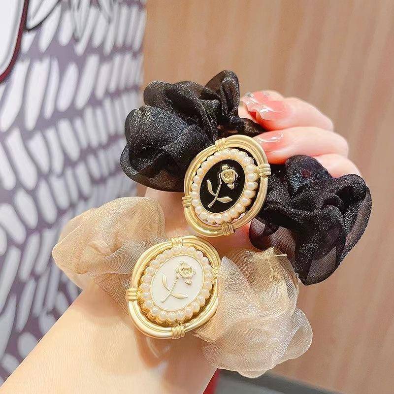 New Product~Rose Flower Headband French Gauze Style Scrunchy Hair Ring ...