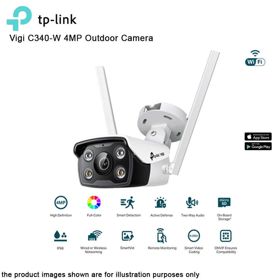 TP-Link VIGI C340-W 4mm 4MP Outdoor Full Color Wi-Fi Bullet Network IP ...