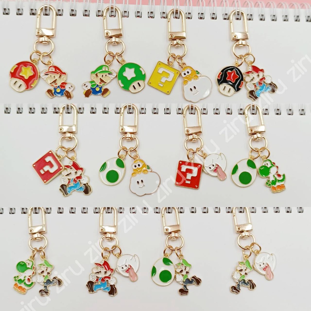 Luigi Bros Classic Anime Super Mario Keychain Cute Anime Mario Cartoon ...