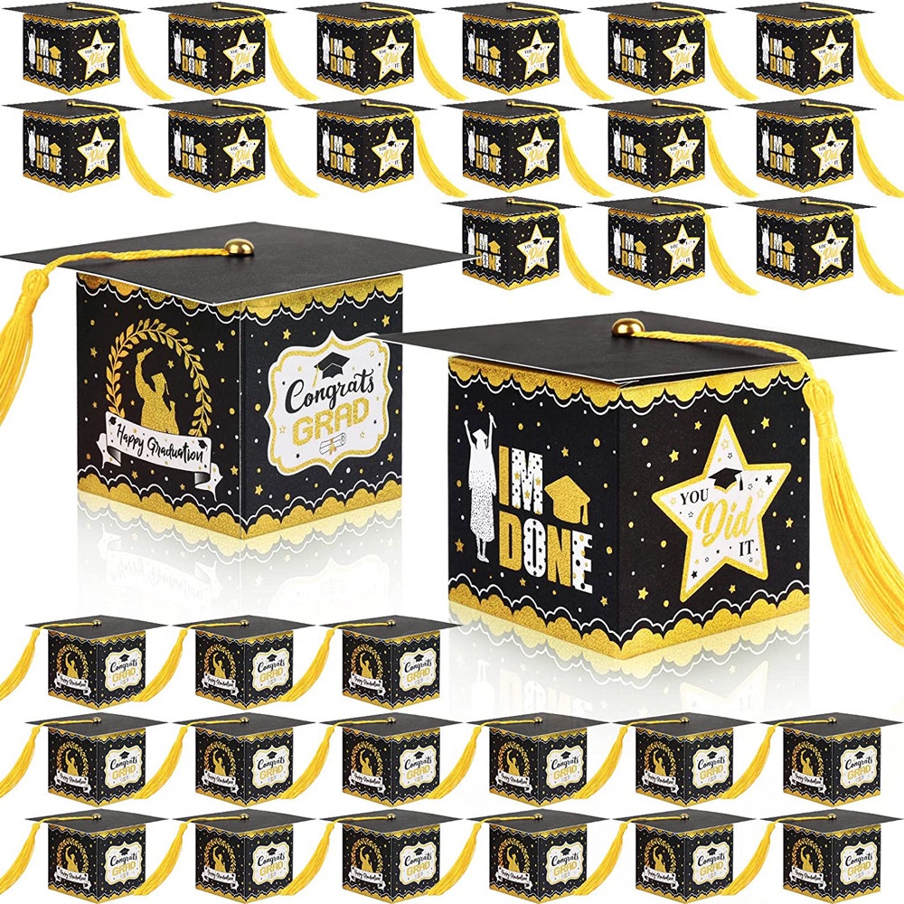 Happy Graduation Cap 10pcs p Candy Box Gift Packaging Box Graduation ...