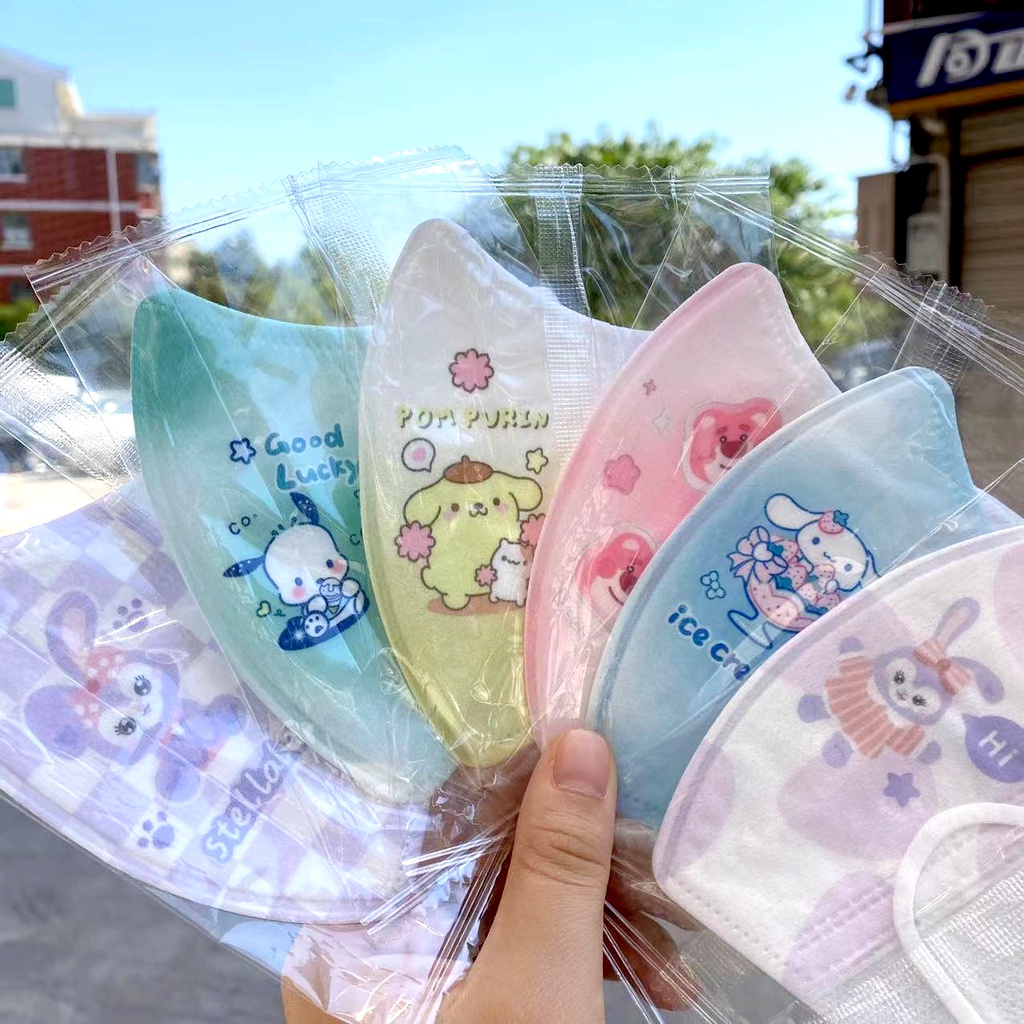 10 Pcs/pack Children's Sanrio Cartoon Printed Mask Jade Guigou Xing ...