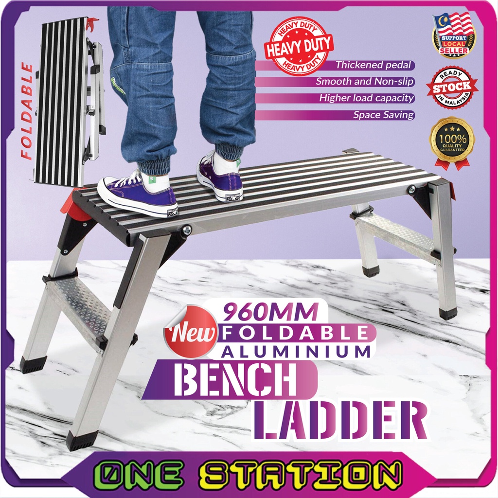 960MM Foldable Aluminium Bench Ladder Heavy Duty Bangku Tangga Lipat ...
