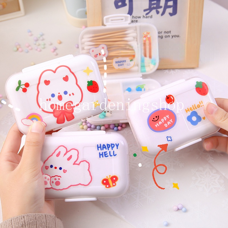8 Grids Kawaii Sticker Pill Box Organizer 7 Day Weekly Case Organizer ...