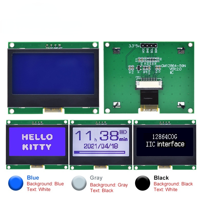 12864 Iic Lcd Module 128x64 I2c St7567s Cog Graphic Display Screen Board Lcm Panel 128x64 Dot