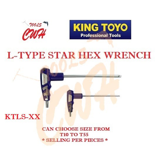 KING TOYO T10-T50 L-TYPE STAR HEX WRENCH HEX ALLEN KEY CHROME COLOUR ...