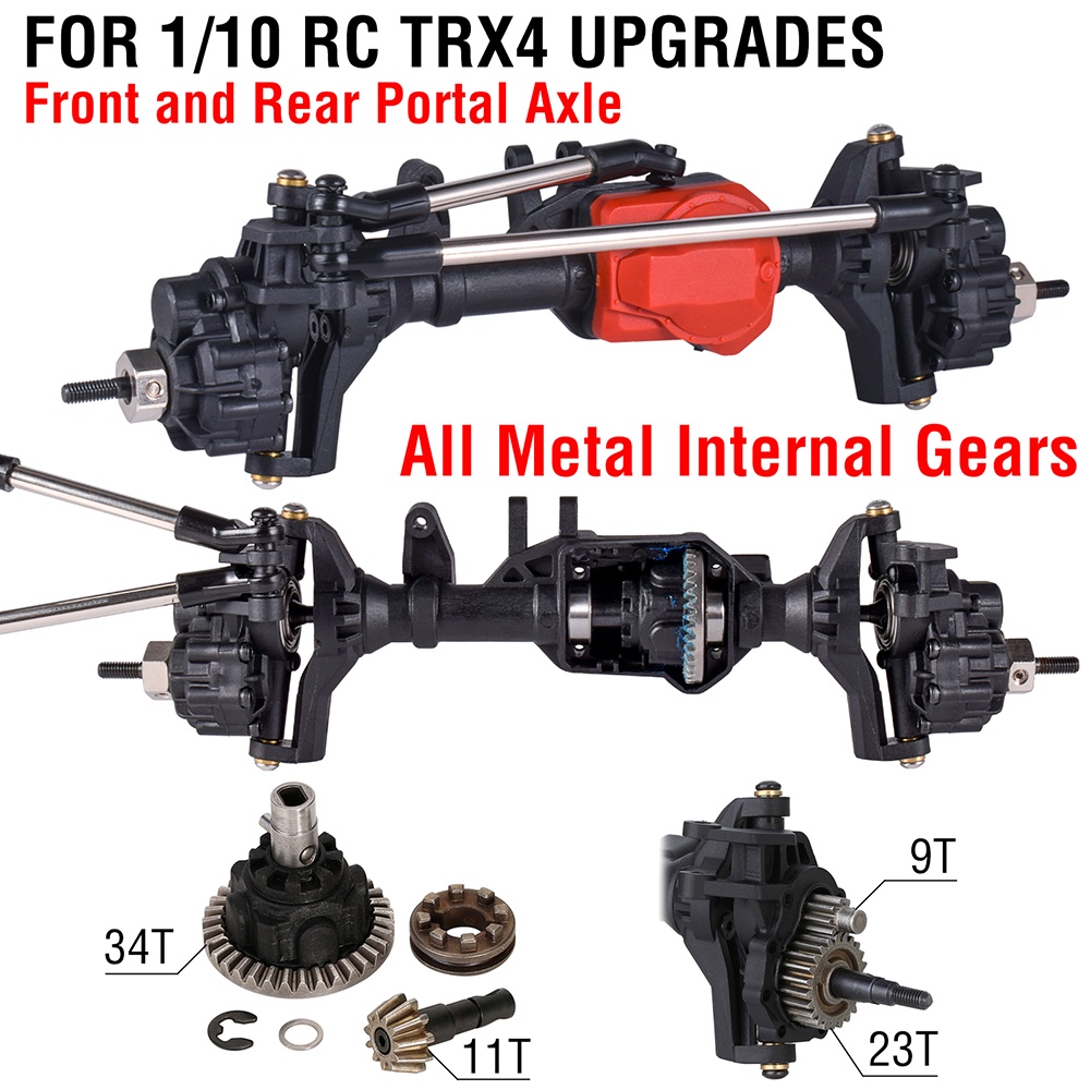AUSTARHOBBY Metal Front and Rear Portal Axles for RC Traxxas TRX4 1/10 ...