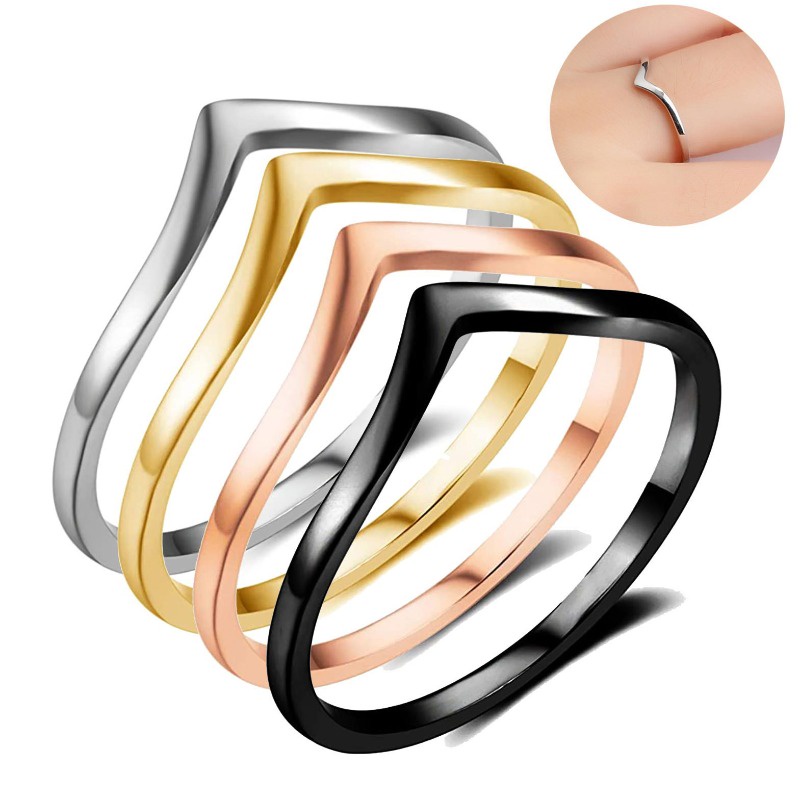 Brand new titanium steel V-shaped ring,retro style women's stainless ...