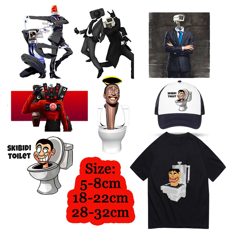 New Game Skibidi Toilet Man Hot Stamping Sticker DIY T-shirt Bag Patch ...