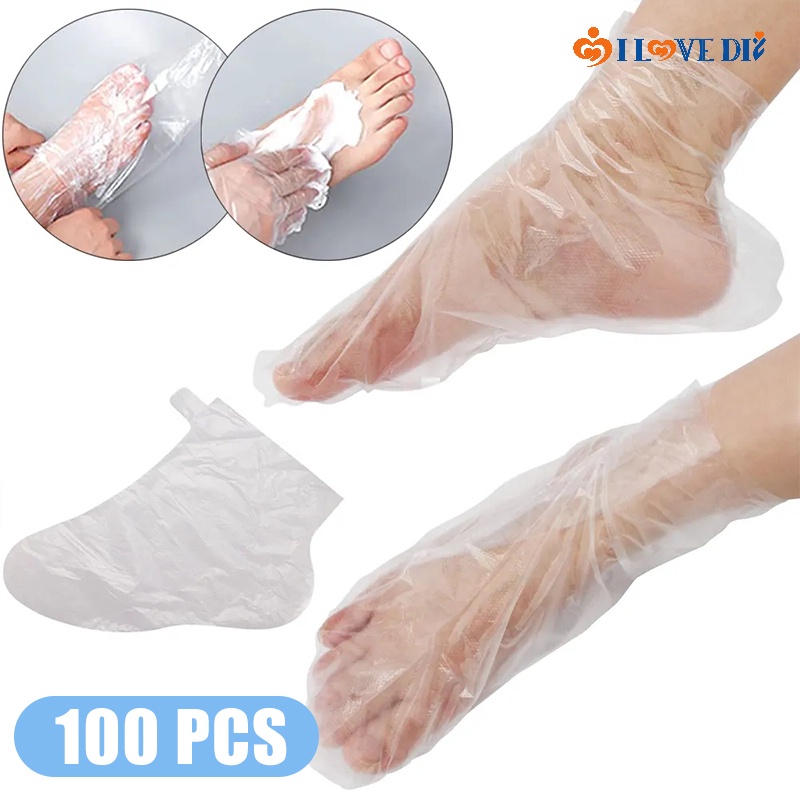 100 Pcs Disposable Transparent Foot Mask Bag/ Breathable Dead Skin ...
