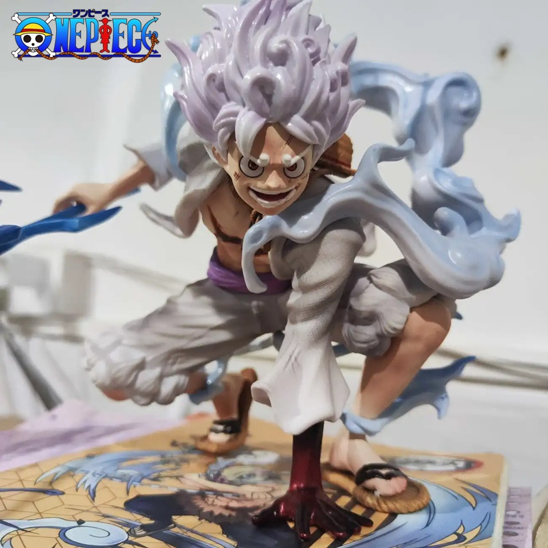 One Piece Luffy Gear 5 Anime Figure Sun God Nika Luffy Figures Squat ...