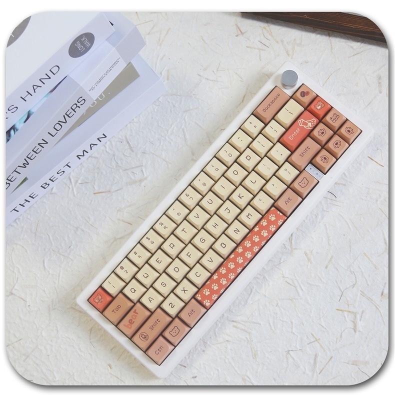 Milk tea bear keycaps XDA height PBT Material Five Sides Dye-Subbed ...