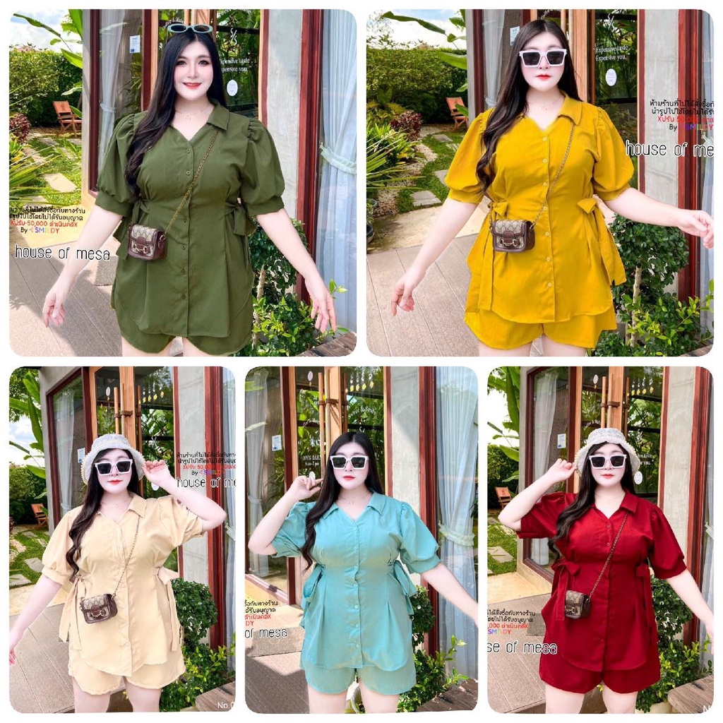 PLUSSIZE 020 Set Side Bow With Short Sleeve Dress Chubby Girl | Shopee Malaysia