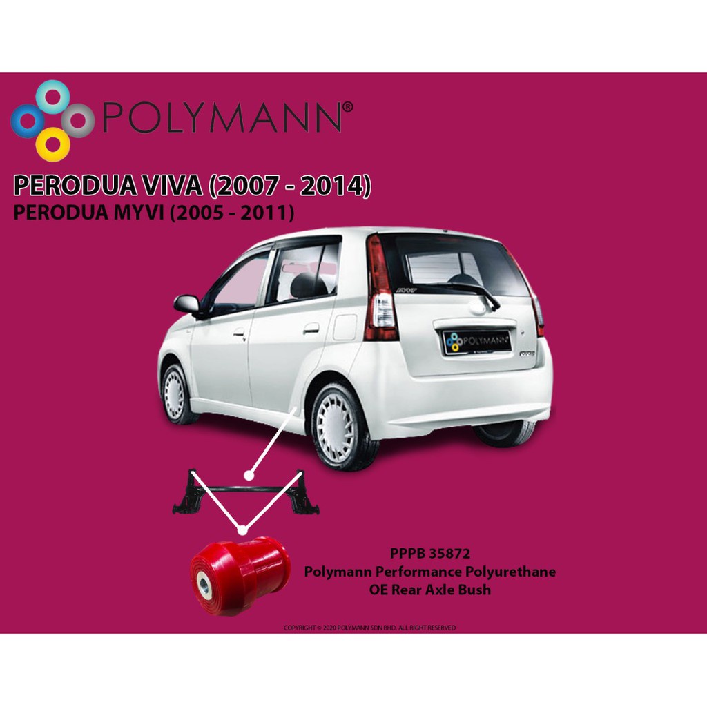 Polymann PERODUA VIVA (2007 - 2014) Rear Axle Performance Polyurethane ...