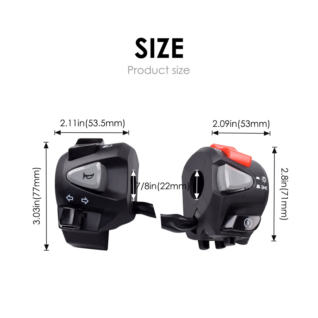 22mm Handlebar Locomotive Motorcycle Switch Assembly Overtaking Light ...