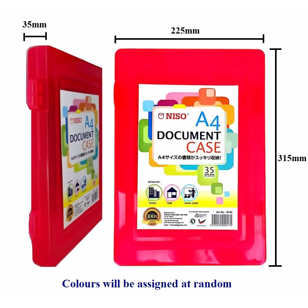 Niso 35MM 8140 A4 Size Plastic Document Case / Plastic Document Holder ...