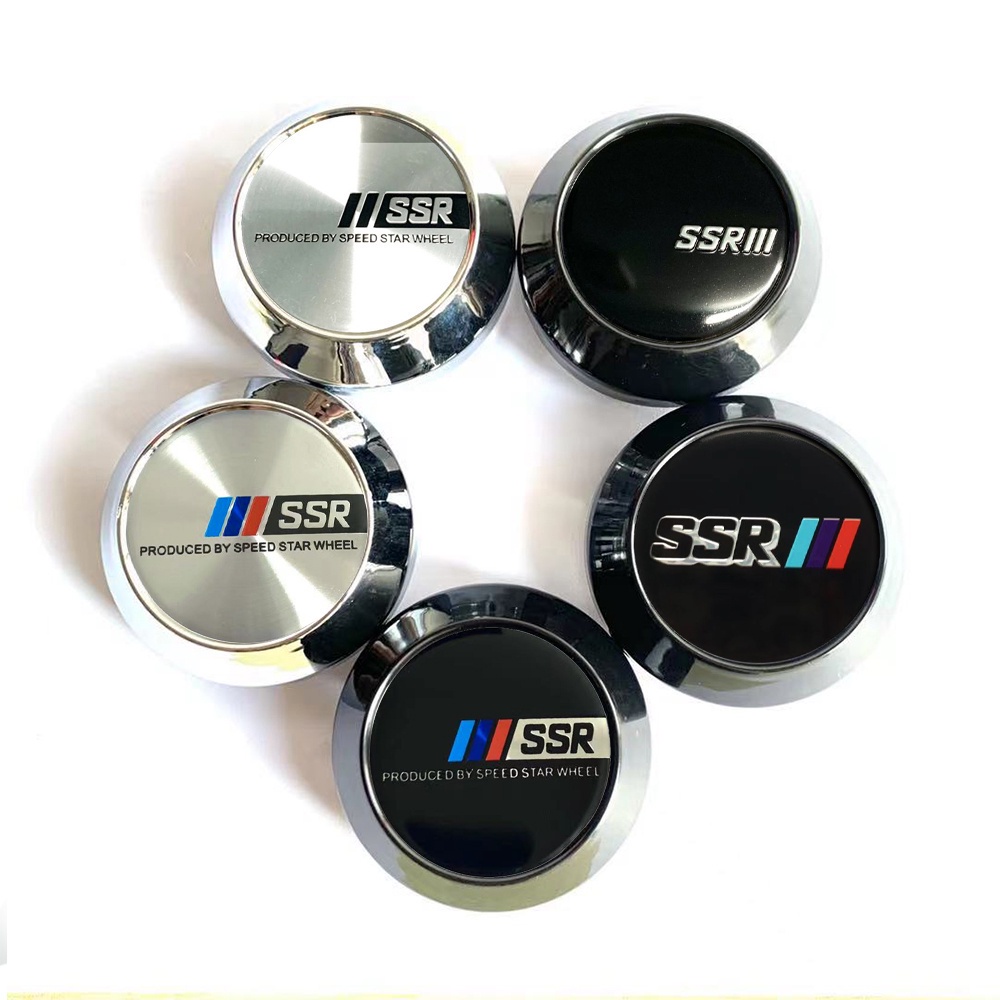 HOSHER 4pc 60MM/64MM/65MM/68MM/69MM SSR Black blue red logo Sticker Car ...