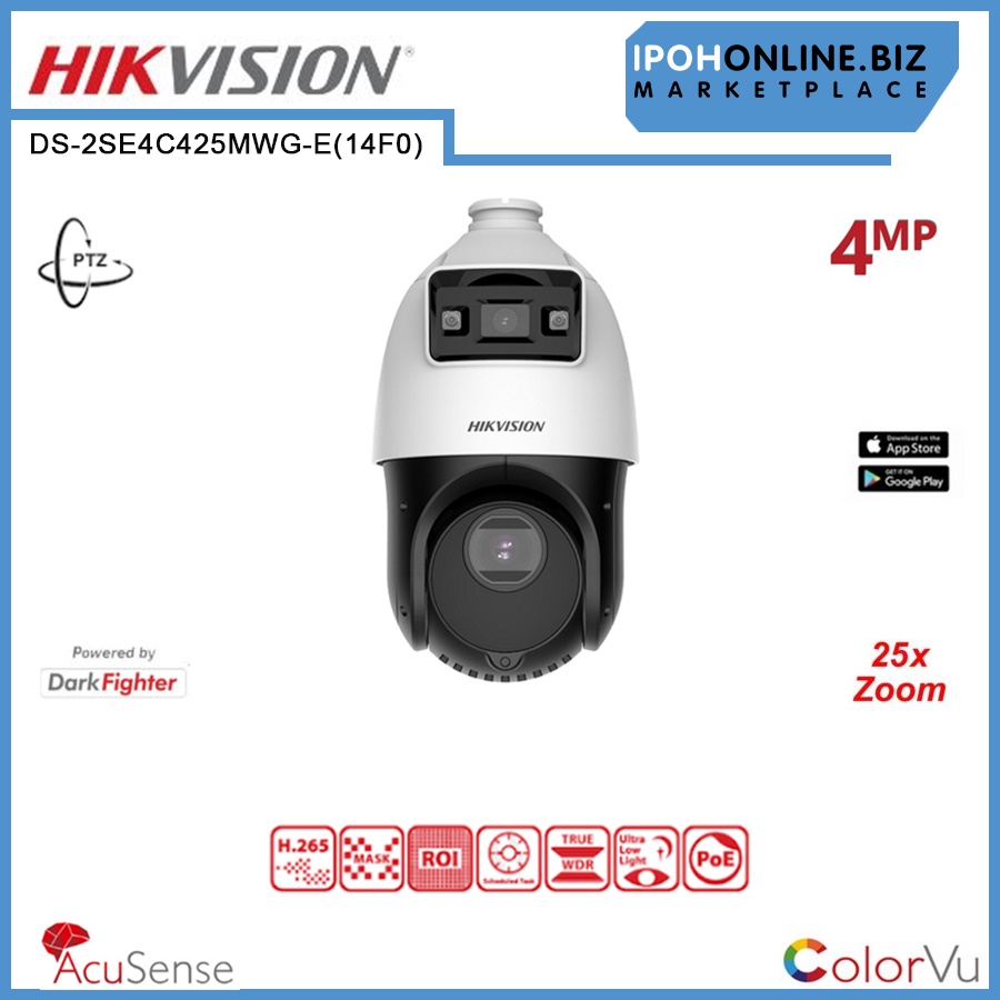 Hikvision TandemVu PTZ 4-inch 4MP 25X Colorful & IR Network Speed Dome ...