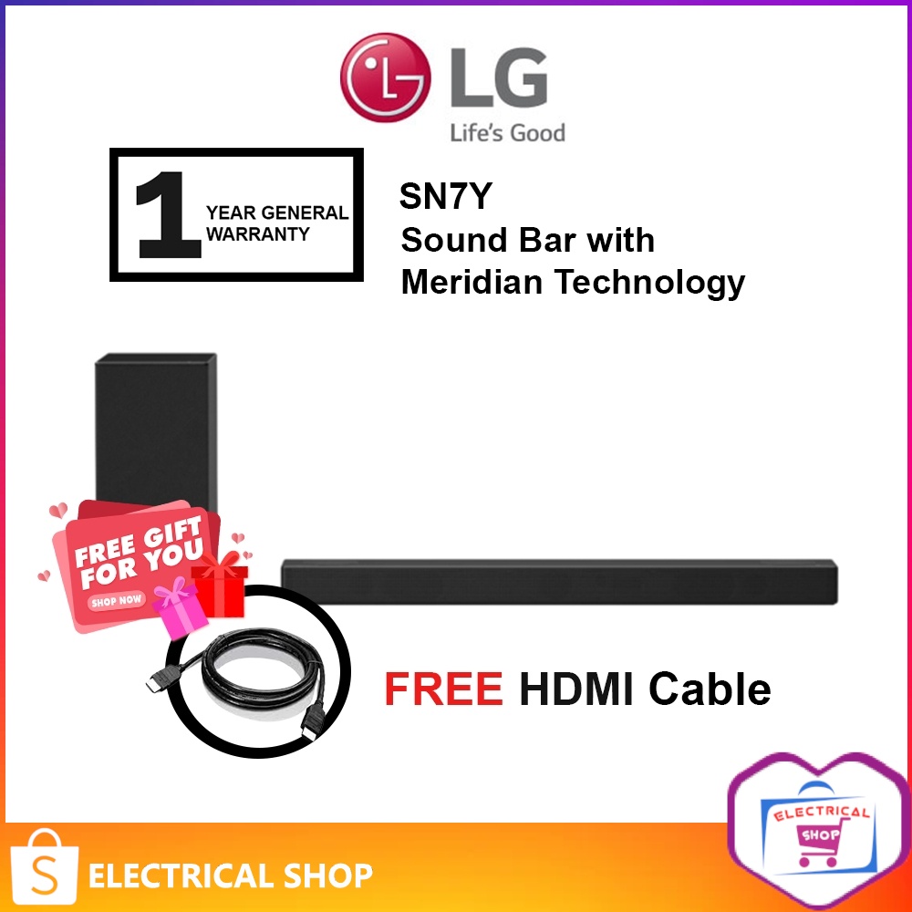LG SN7Y 380W 3.1.2ch Dolby Sound Bar with Meridian Technology ...