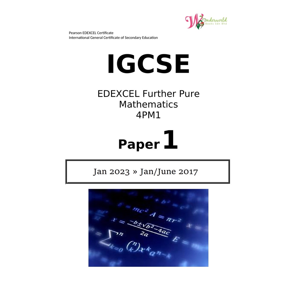 IGCSE Edexcel Further Pure Mathematics 4PM1 | Paper 1 | Question Papers | Shopee Malaysia